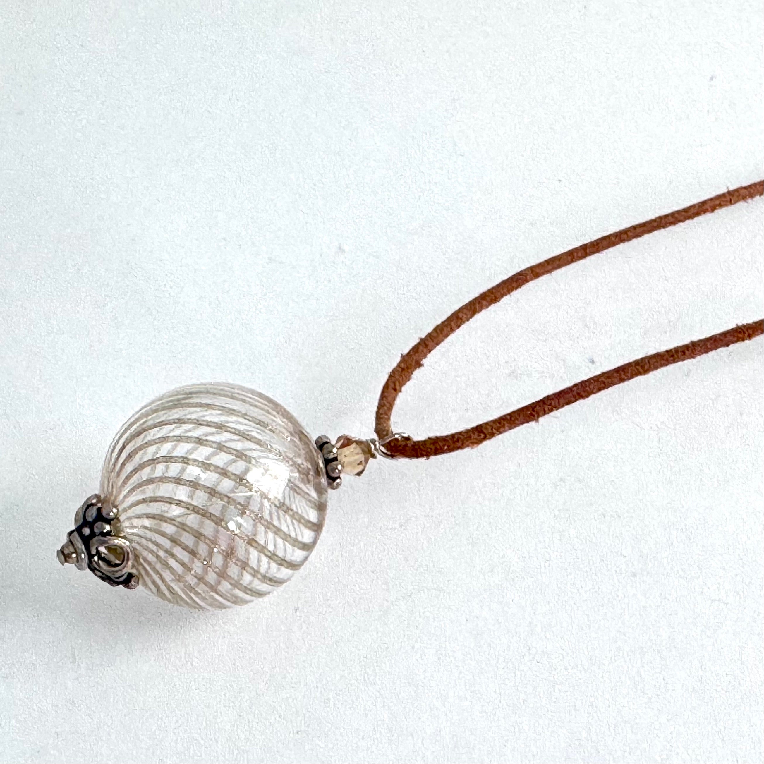 Murano Blown Clear Glass Necklace in Leather – Toad Song Jewelry